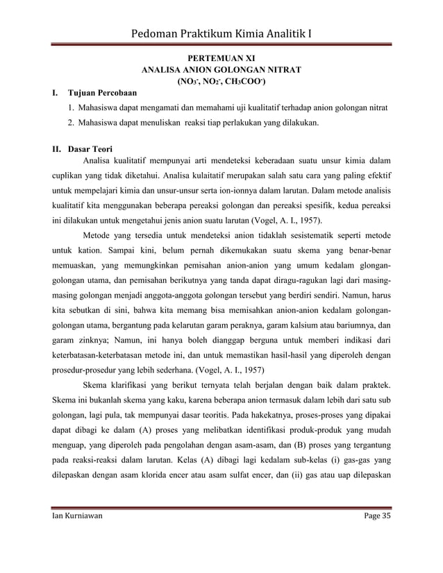 Modul dan panduan praktikum KIMAN 1 | PDF