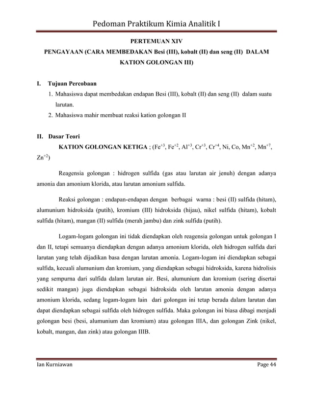Modul dan panduan praktikum KIMAN 1 | PDF