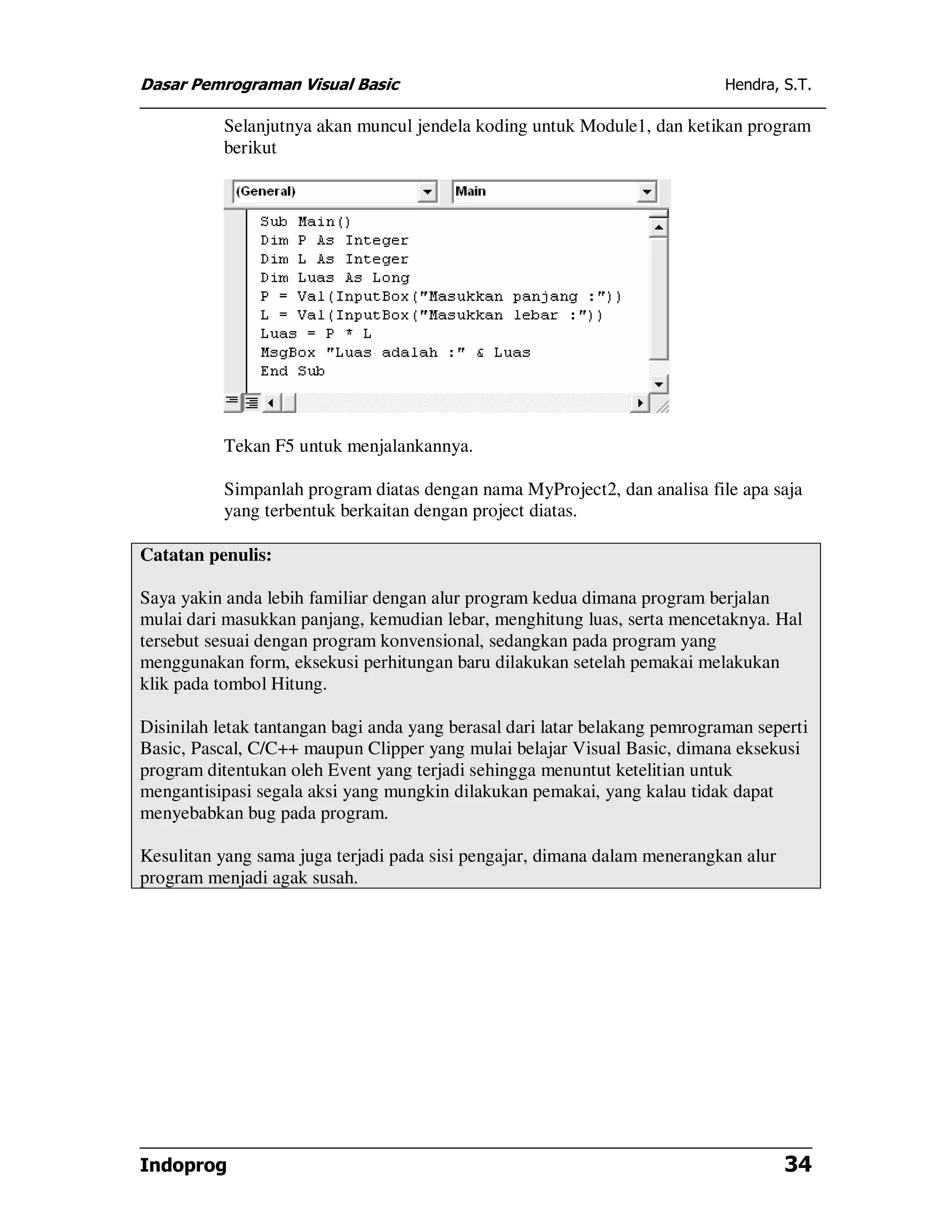 Modul dasar pemrograman visual basic | PDF