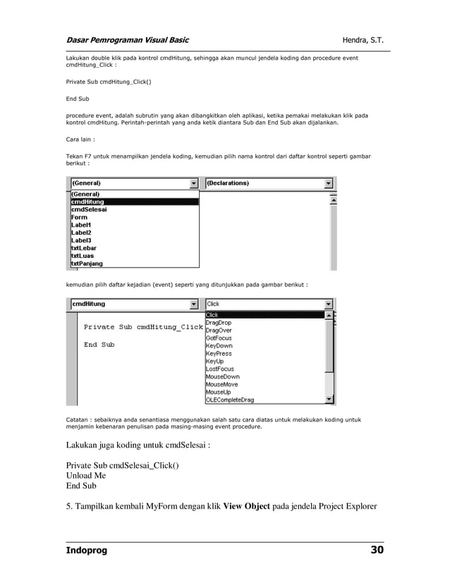 Modul dasar pemrograman visual basic | PDF