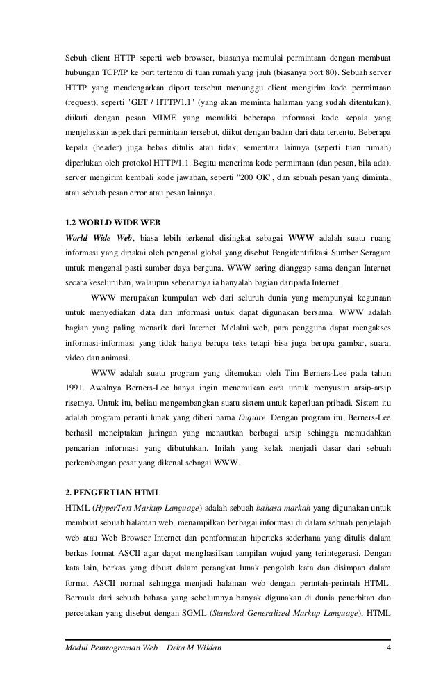 RANGKUMAN MATERI PEMROGRAMAN WEB: MODUL DASAR PEMROGRAMAN WEB