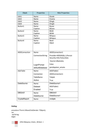 Modul data base delphi efmi | PDF | Databases | Computer Software and ...