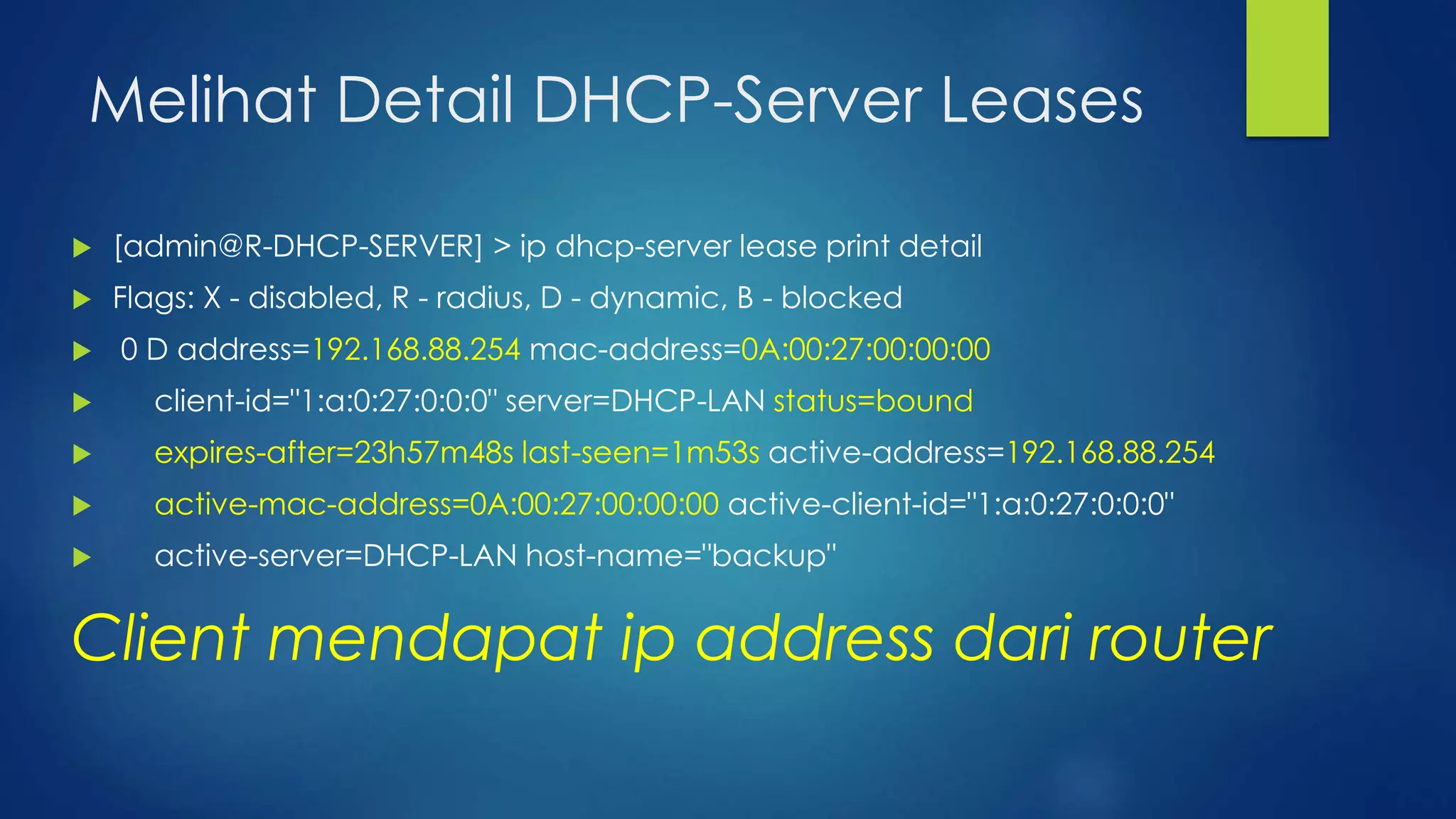 Modul dhcp server menggunakan mikrotik os | PPT