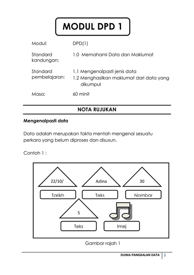 Modul dunia pengkalanan data tahun 5 bhg 1 | PDF