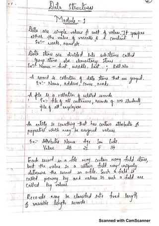 Introduction to Data Structures_17CS33 | PDF