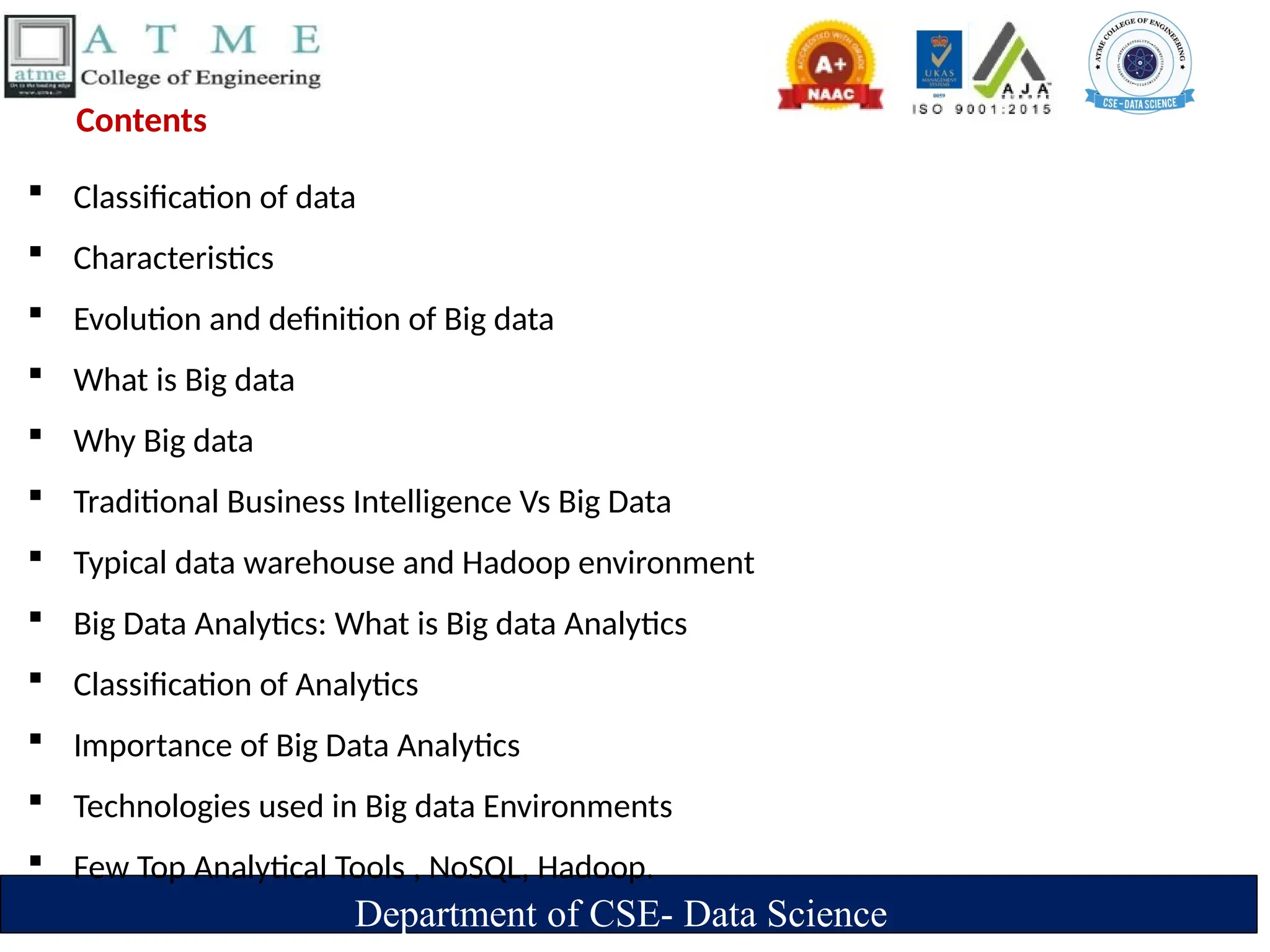 Big data Analytics(BAD601) -module-1 ppt | PPTX
