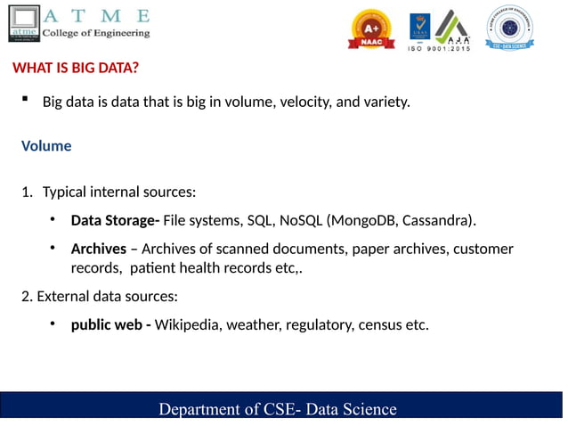 Big data Analytics(BAD601) -module-1 ppt | PPTX