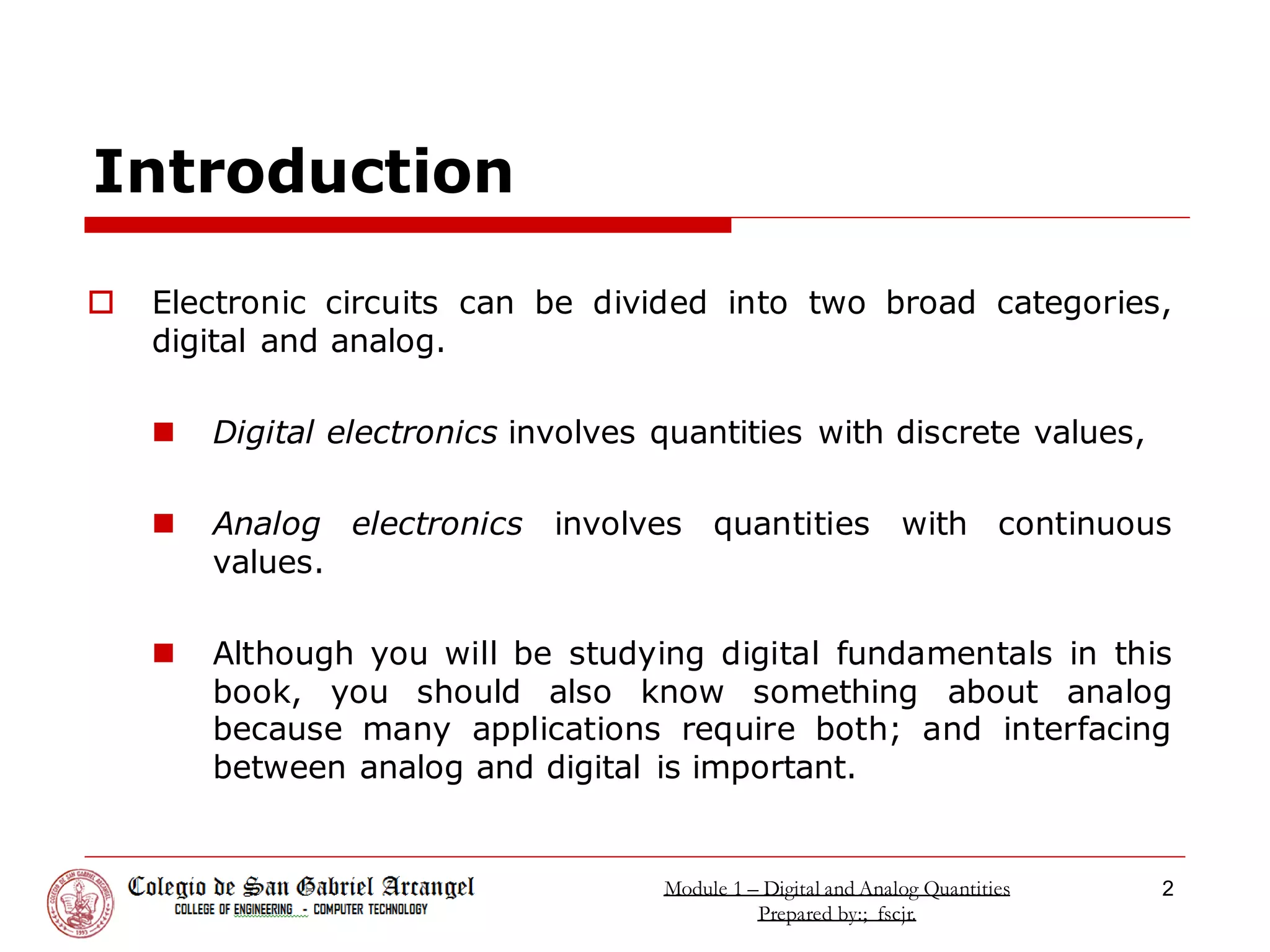 Module 1 Digital And Analog Quantities Prof 1pdf