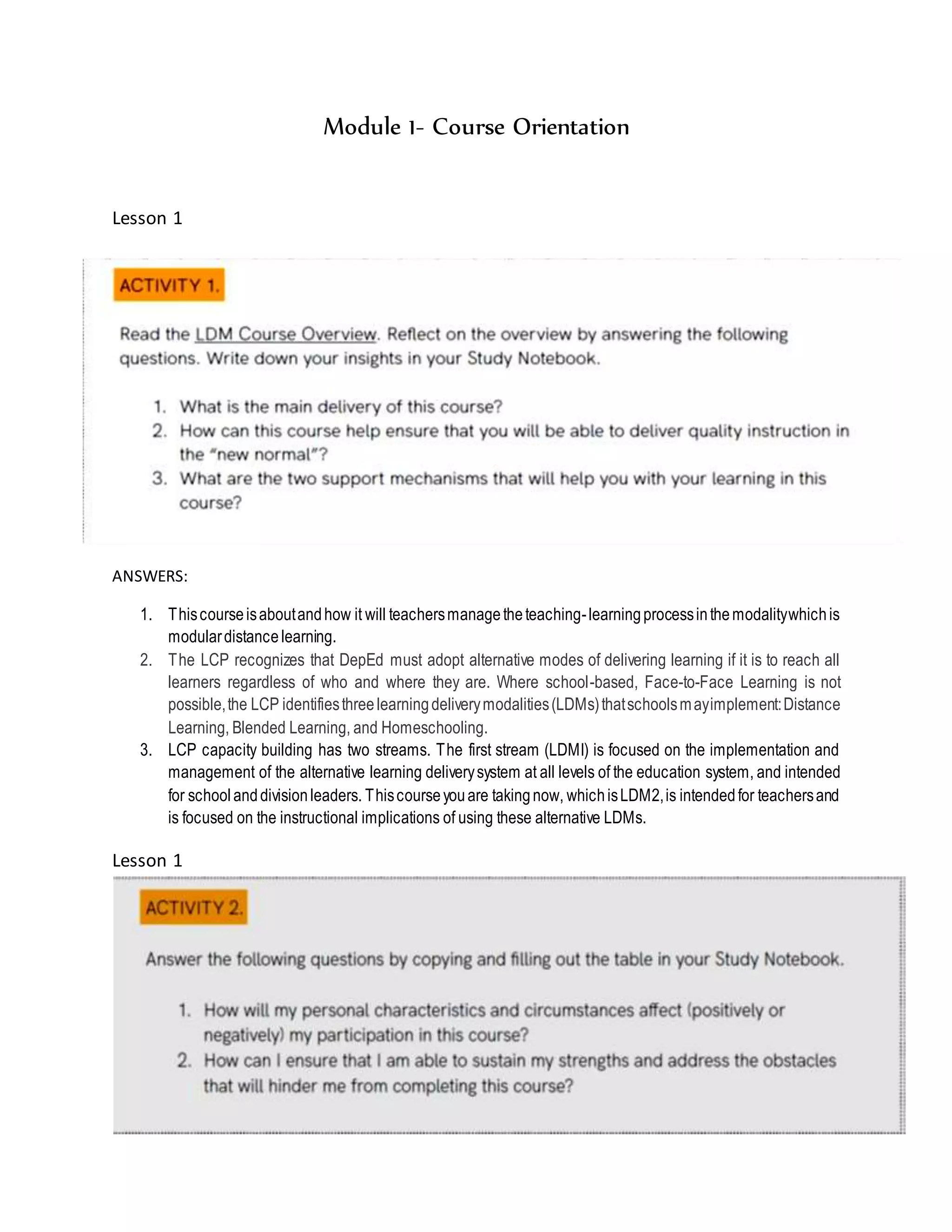 Module 1-lesson-1-and-2-activities | DOCX | Special Education | Education