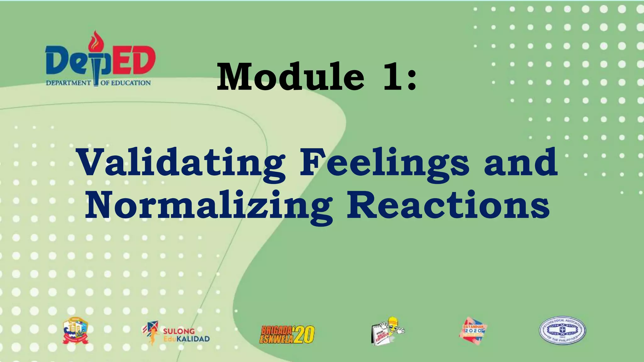 Module I on PFA (Psychological First Aid) | Validating Feelings and ...