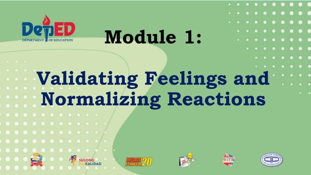 Module I on PFA (Psychological First Aid) | Validating Feelings and ...