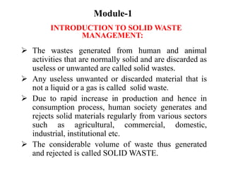 waste management Module - 1 for vtu students | PPTX