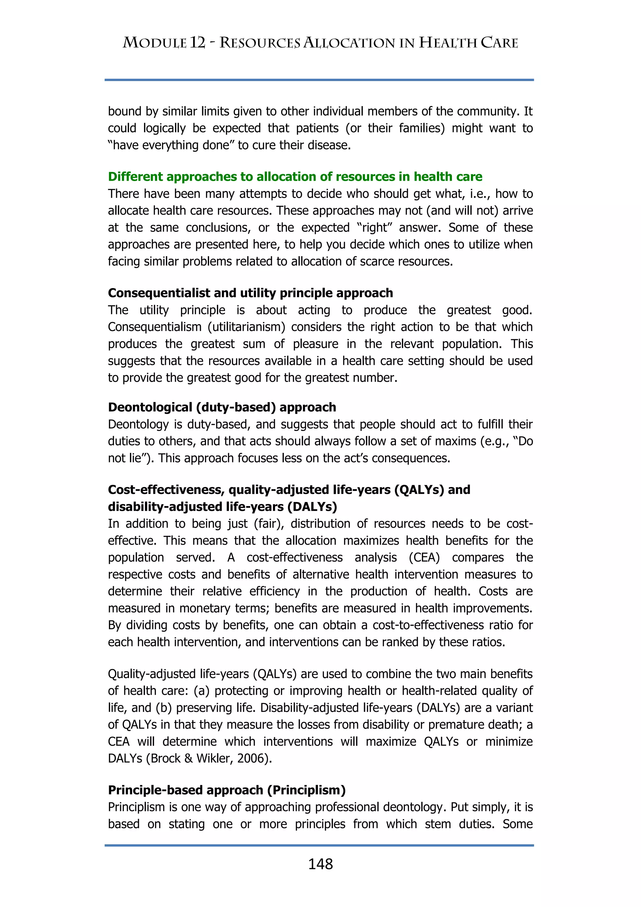 MODULE 12 - RESOURCE ALLOCATION IN HEALTH CARE | PDF