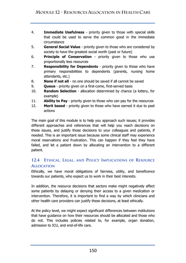 MODULE 12 - RESOURCE ALLOCATION IN HEALTH CARE | PDF | Health Insurance ...