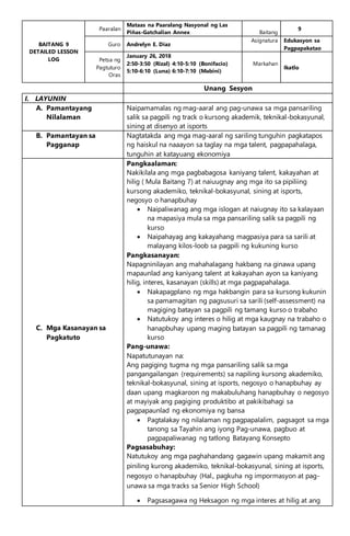 ESP Grade 9 Module 13 session 1 | DOCX