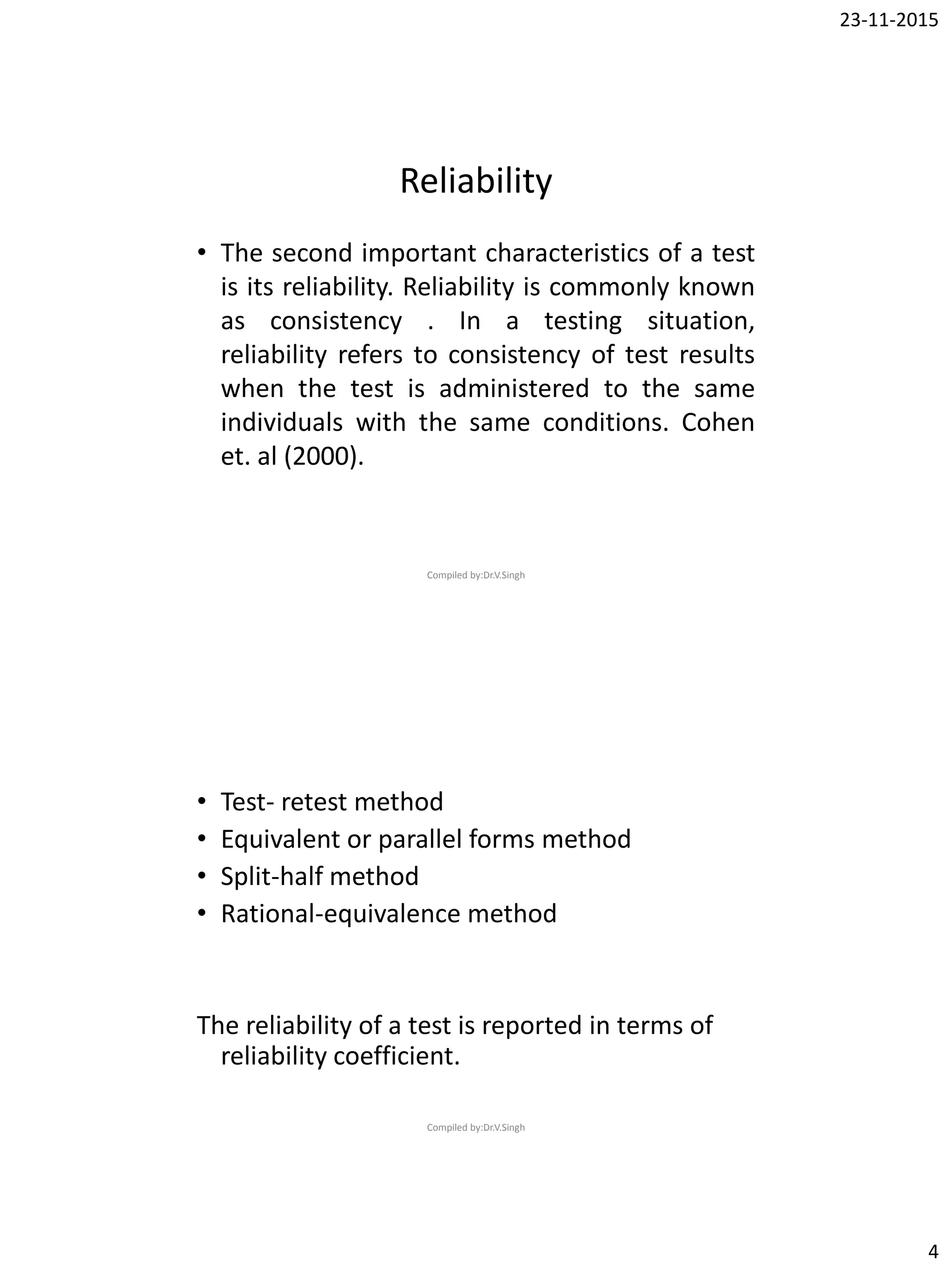 Characteristics of Good test | PDF