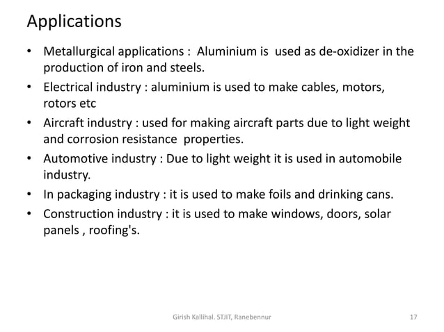 Properties, Composition and Industrial Applications of Engineering ...