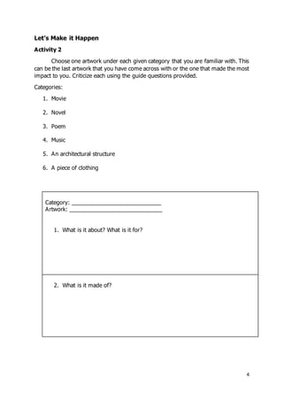 Module 1 arts app | DOCX