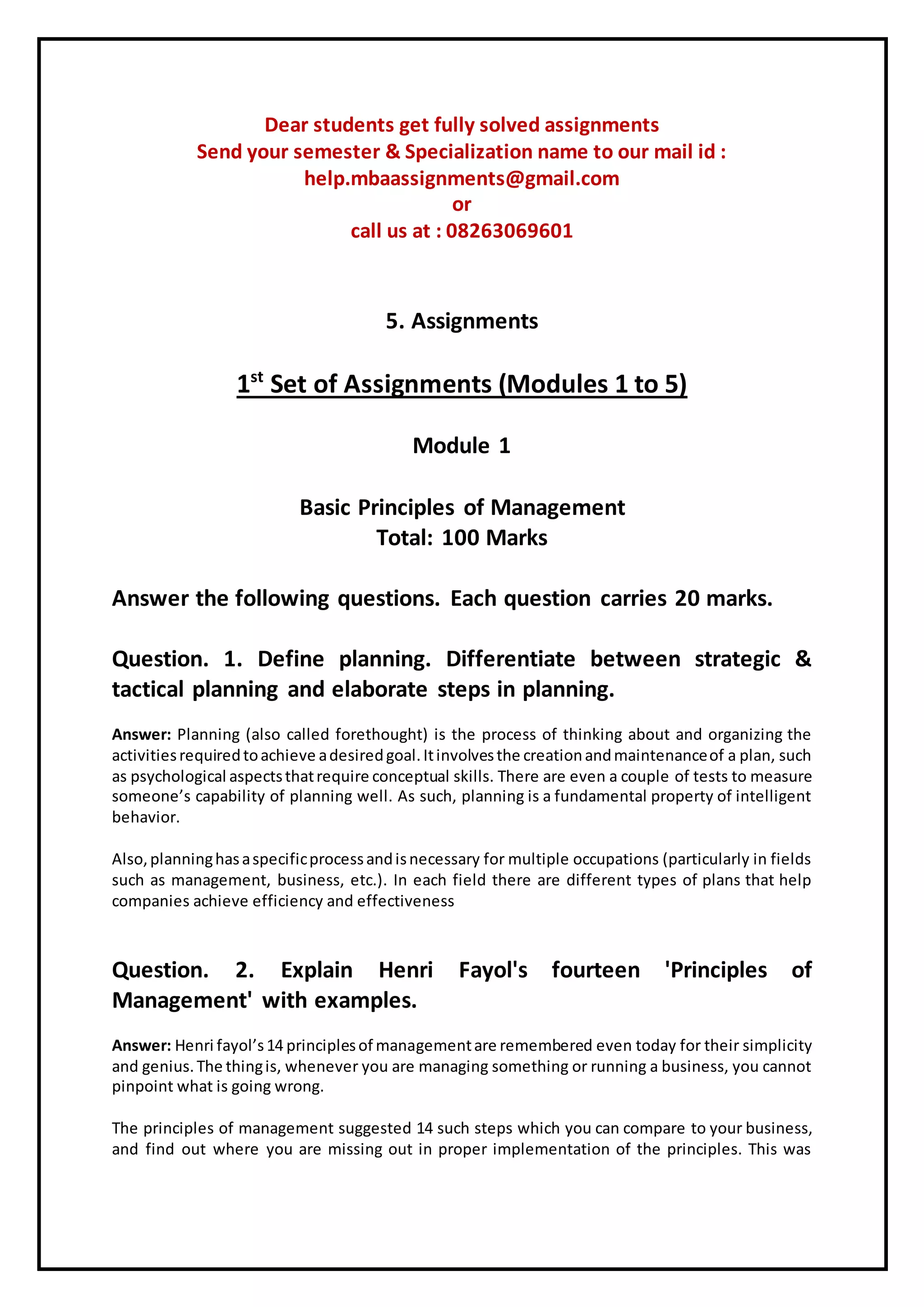 Module 1 basic principles of management | DOCX | Business | Business ...