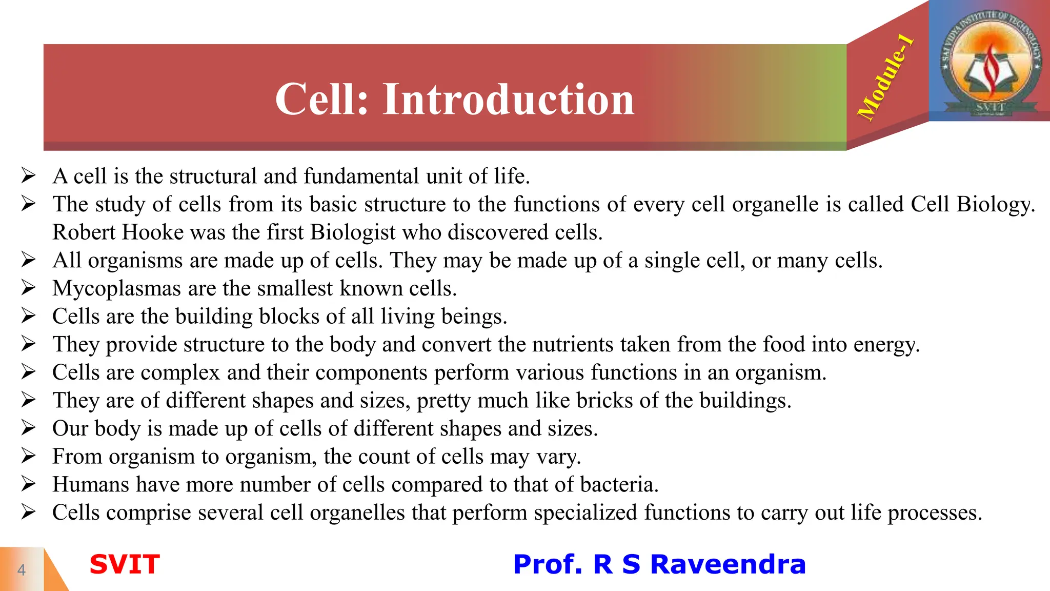 Module-1 Bio for Engineering, CELL-Basic unit of life | PPTX