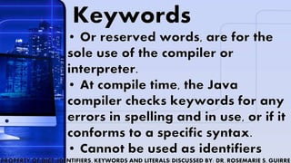 Identifiers, Keywords and Literals | PPT