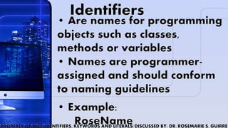 Identifiers, Keywords and Literals | PPT