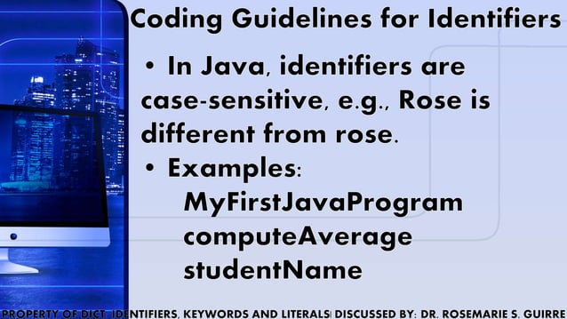 Identifiers, Keywords and Literals | PPT