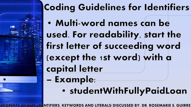 Identifiers, Keywords and Literals | PPT