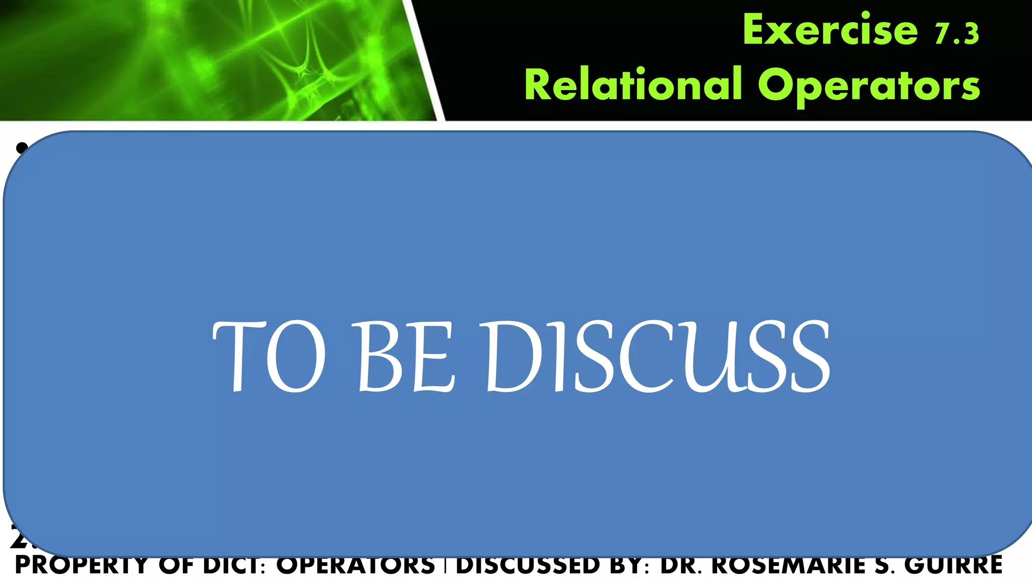 Chapter 7 Arithmetic And Relational Operators Pptx Web Development