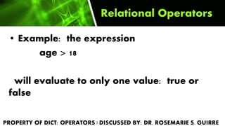 Chapter 7: Arithmetic and Relational Operators | PPTX