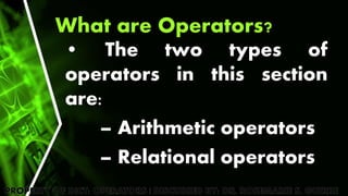 Chapter 7: Arithmetic and Relational Operators | PPTX | Web Development | Internet