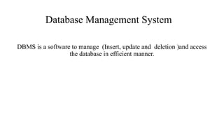 Basics of DBMS - Traditional File System | PDF