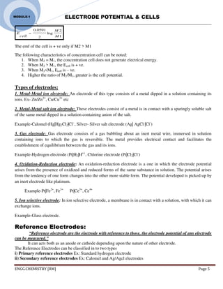 Module 1 electrode potential & cells - battery technology | PDF