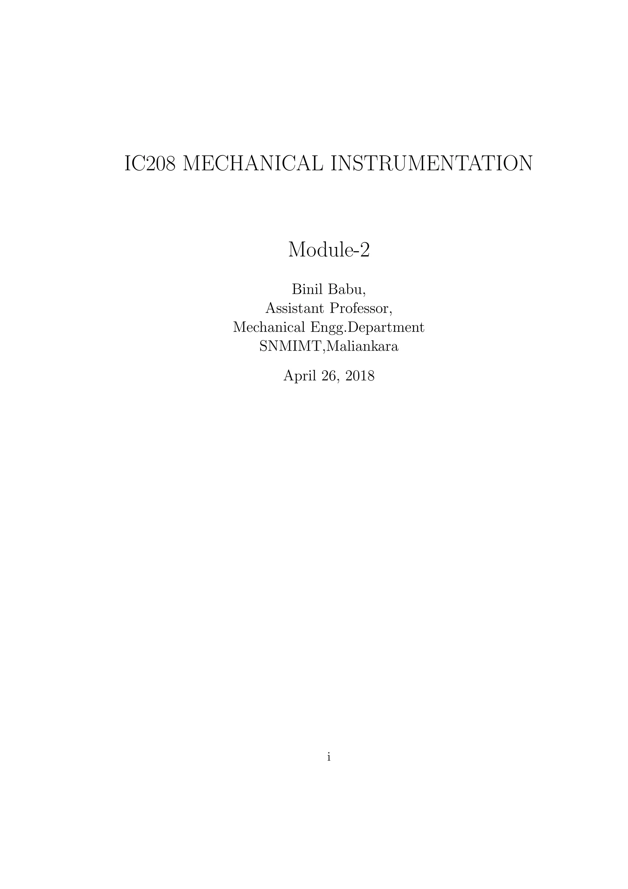IC 208 MECHANICAL INSTRUMENTATION | PDF