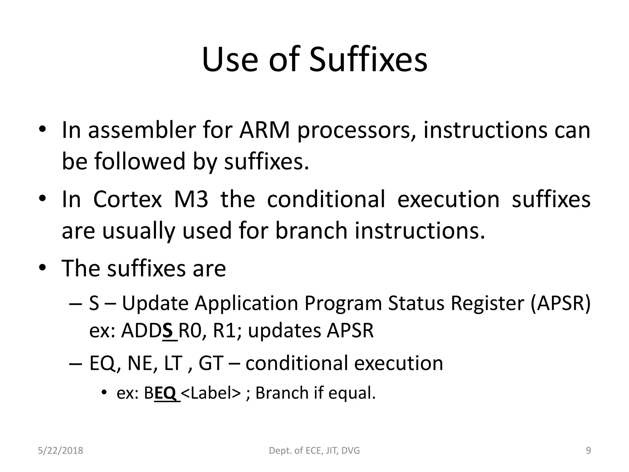 Module 2 Arm Cortex M3 Instruction Set And Programming Pptx Programming Languages Computing