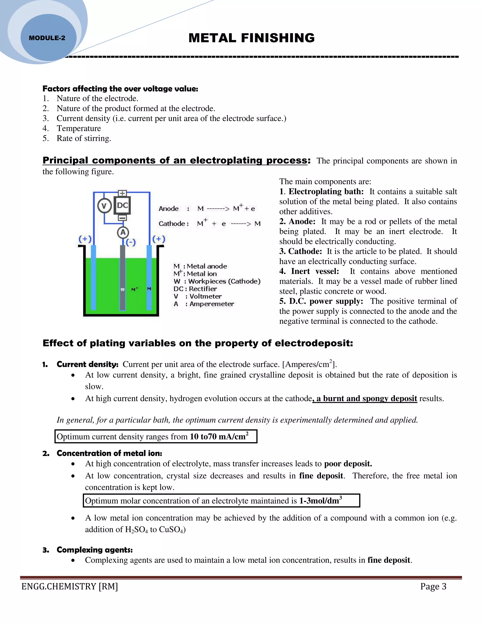 ENGINEERING CHEMISTRY: Module 2-corrosion & its control - metal finishing | PDF
