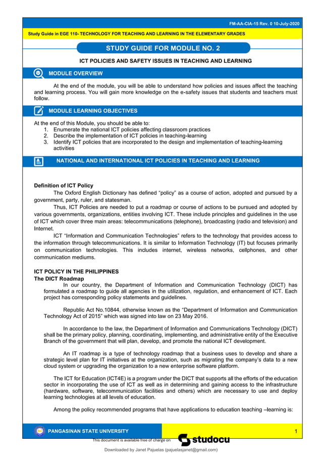 module-2-ict-policies-and-safety-issues-in-teaching-and-learning.pdf | Internet | Computing