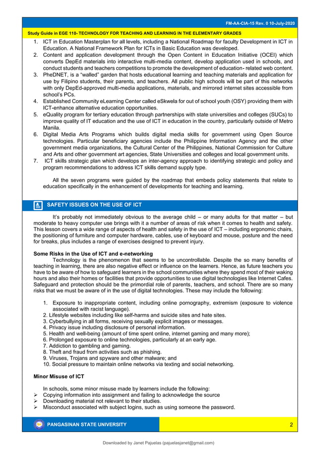 module-2-ict-policies-and-safety-issues-in-teaching-and-learning.pdf | Internet | Computing