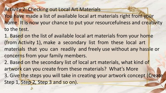 Contemporary arts local materials used in creating | PPTX