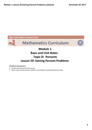 Module 1 lesson 29 solving percent problems | PDF