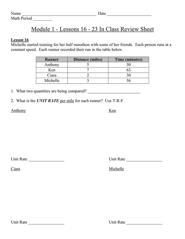 Module 1 lessons 16 23 review | PDF | Running and Jogging | Fitness and ...