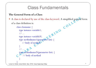 Introducing Classes in JAVA | PPT
