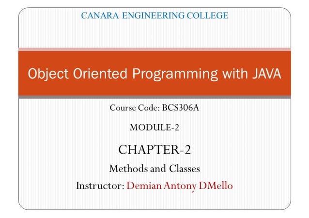 Methods and Classes in JAVA | PPT