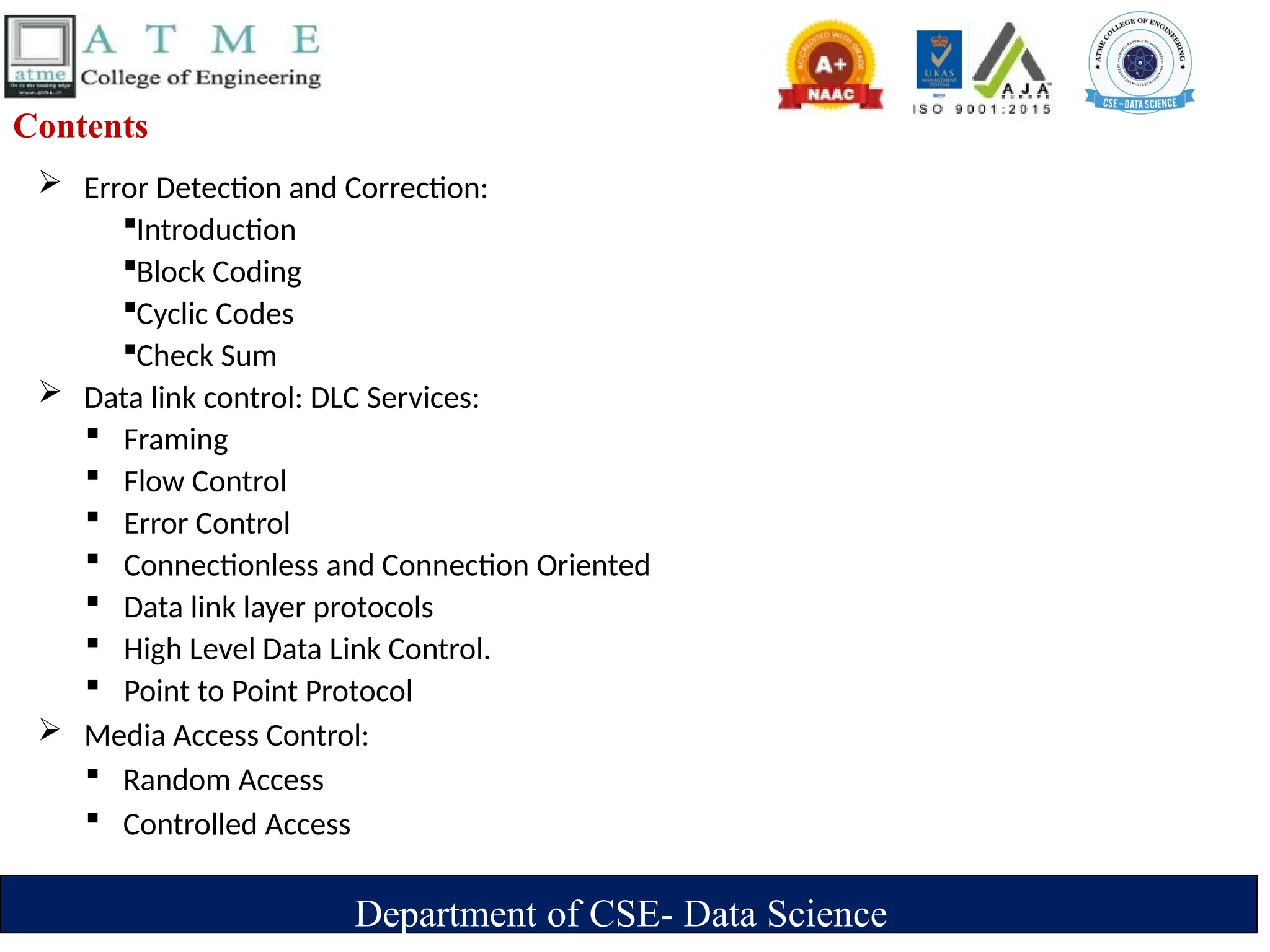 V semester, computer networks BCS502 Module-2_DataLinkLayer | PPTX
