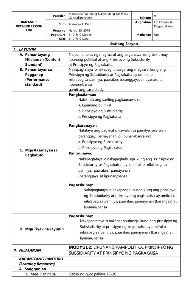 ESP 9 Modyul 2 (session 3) | DOCX