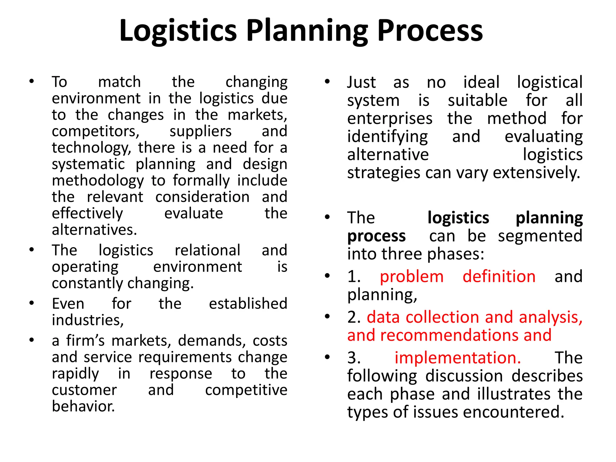 logistics management and its process and objectives | PPTX