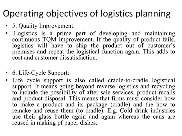 logistics management and its process and objectives | PPTX