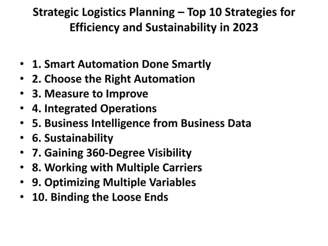 logistics management and its process and objectives | PPTX
