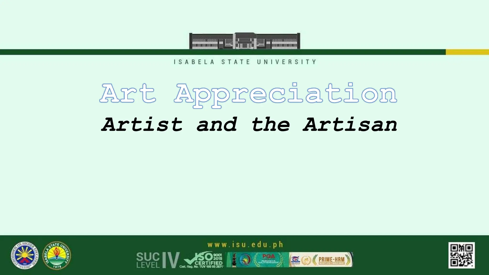 Art appreciation Artist and the Artisan pdf | PPTX