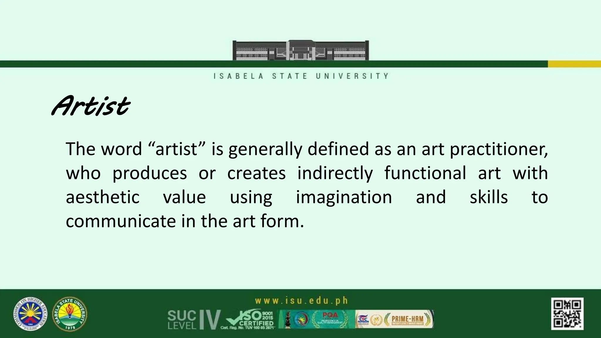 Art appreciation Artist and the Artisan pdf | PPTX